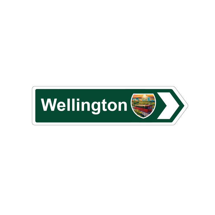 Wellington Magnet Road Sign - Wellington illustration – Native